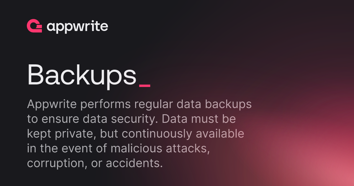 Backups Docs Appwrite